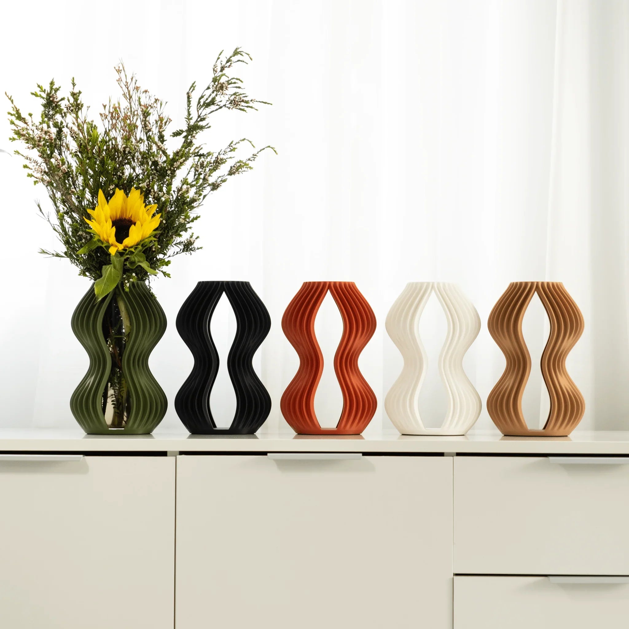 Serene Wavy Vase Kit - Modern Minimalist Home Décor | Eco-friendly ...